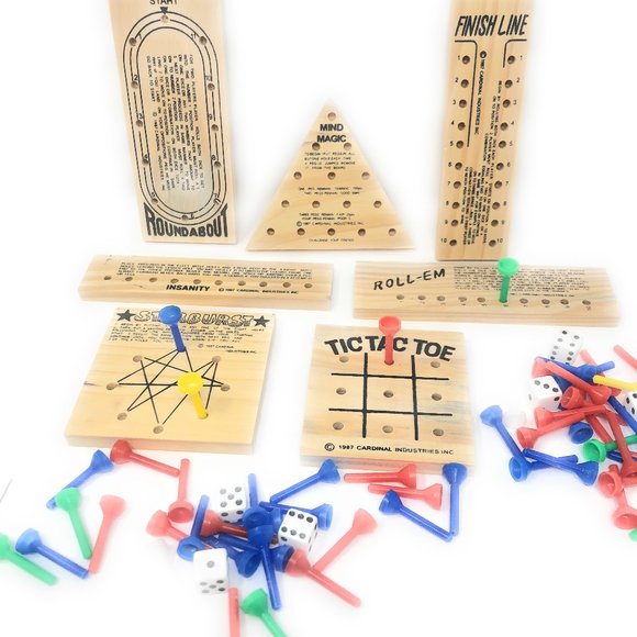 Cardinal Industries | Toys | Set Of 7wood Peg And Dice Handcrafted ...